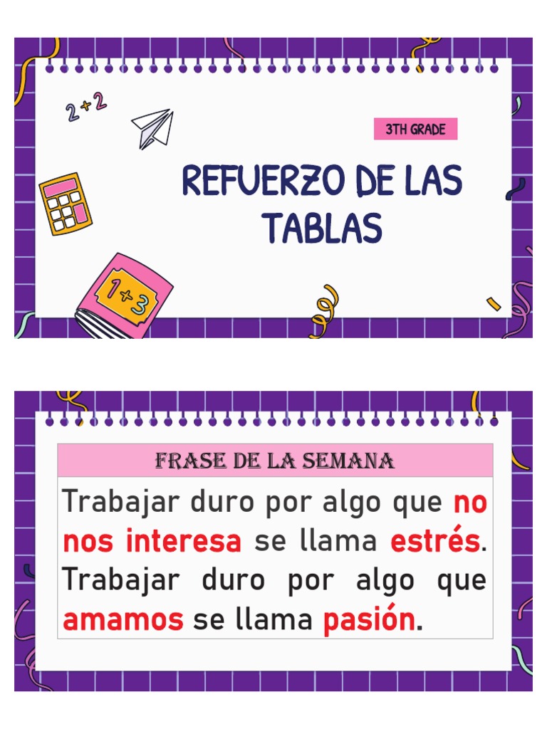 Refuerzo de Las Tablas | PDF | Matemáticas