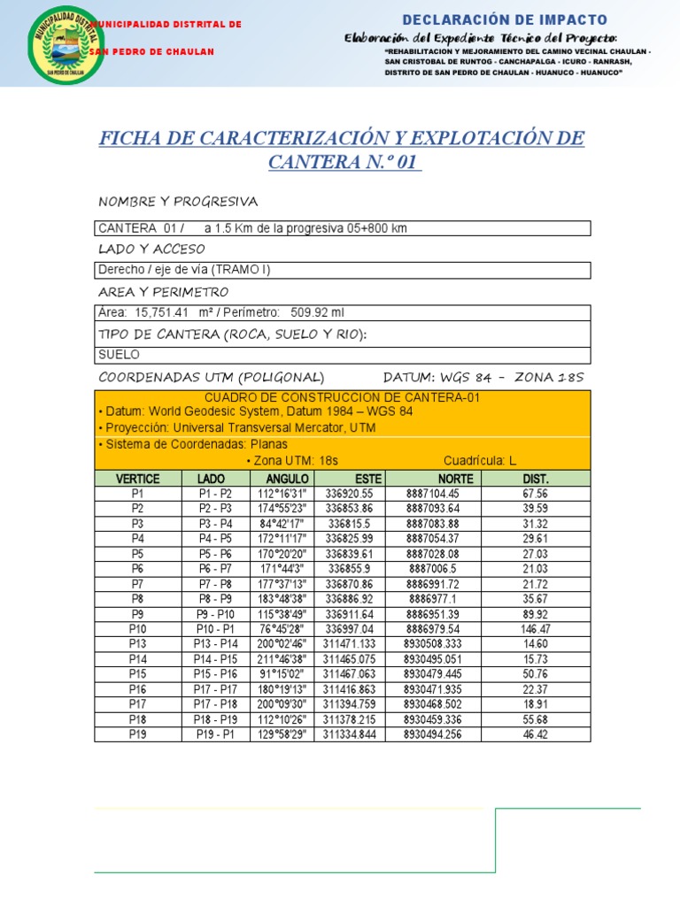01 Fichas Cantera | Descargar gratis PDF | Andes | Cantera