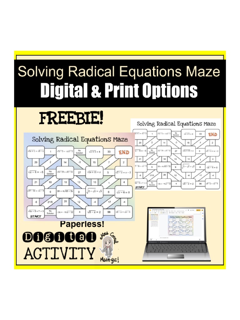 SolvingRadicalEquationsMazeDigitalandPrintOptions 1 | PDF