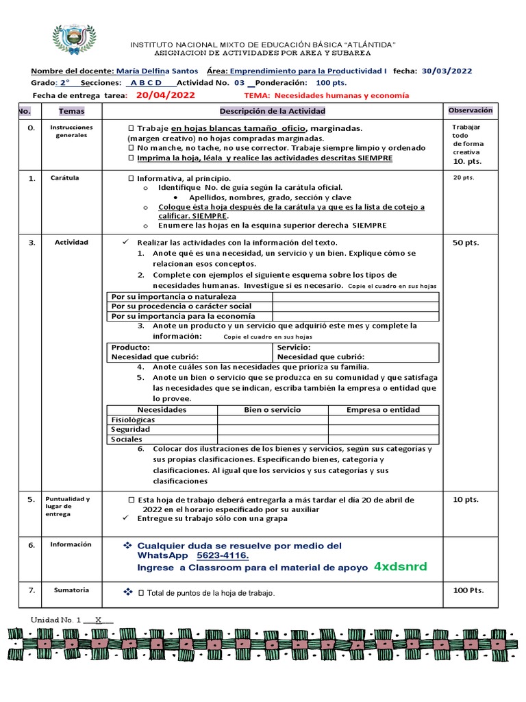 Guía 03 U1 2° Ineba | PDF