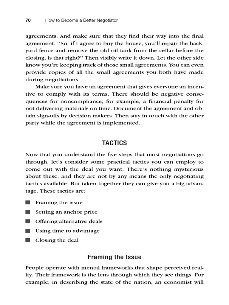 Tactics: How To Become A Better Negotiator | PDF