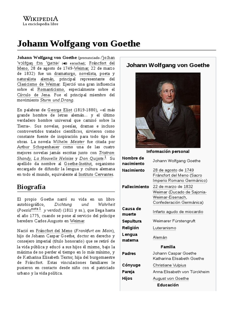 Johann Wolfgang Von Goethe | PDF | Johann Wolfgang von Goethe