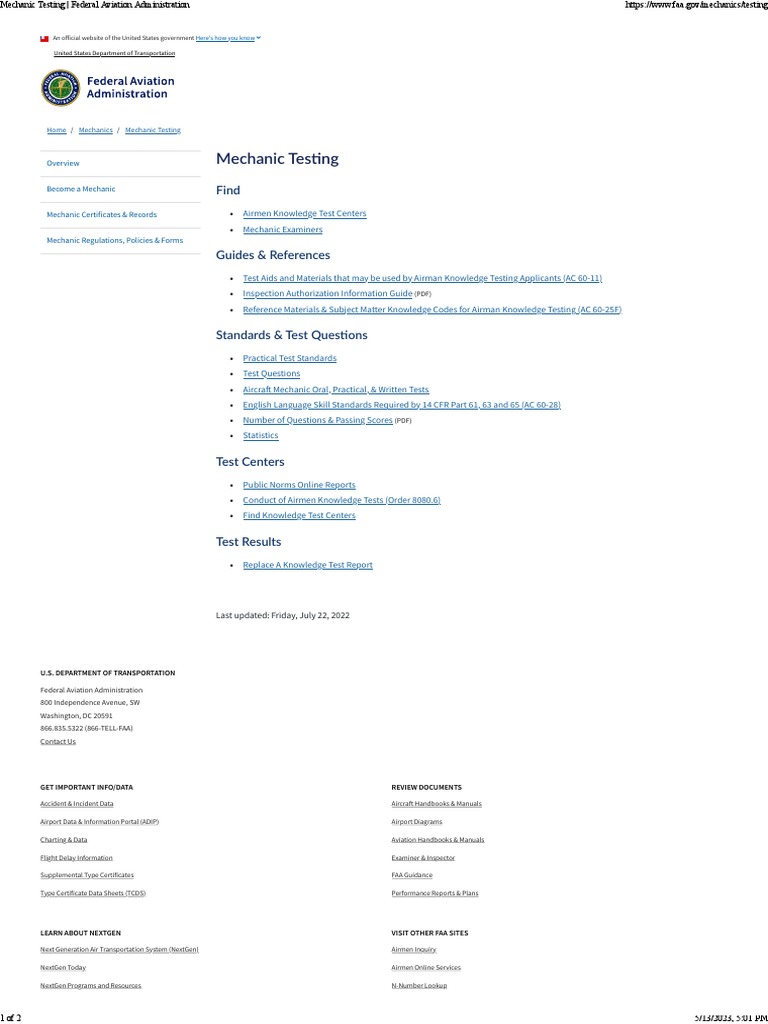 FAA Mechanic Test Study Guide | PDF | Federal Aviation Administration ...