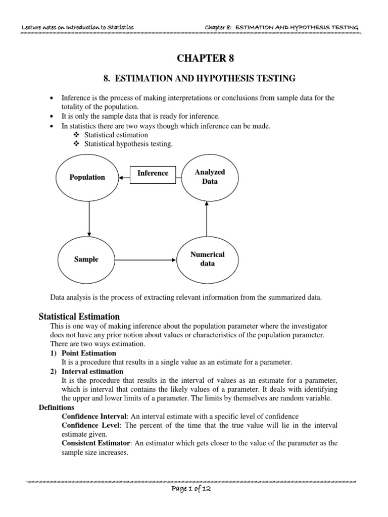 Estimation and Hypothesis Testing Overview | PDF | Teaching Methods ...