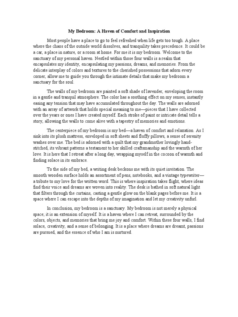 My Bedroom (Descriptive Essay) | PDF