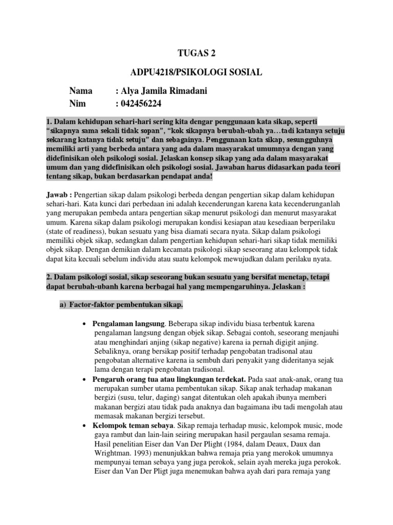 Adpu4218 Psikologi Sosial | PDF