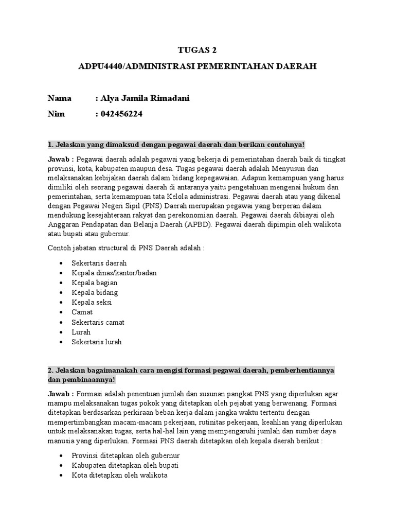 Adpu4440 Administrasi Pemerintahan Daerah | PDF