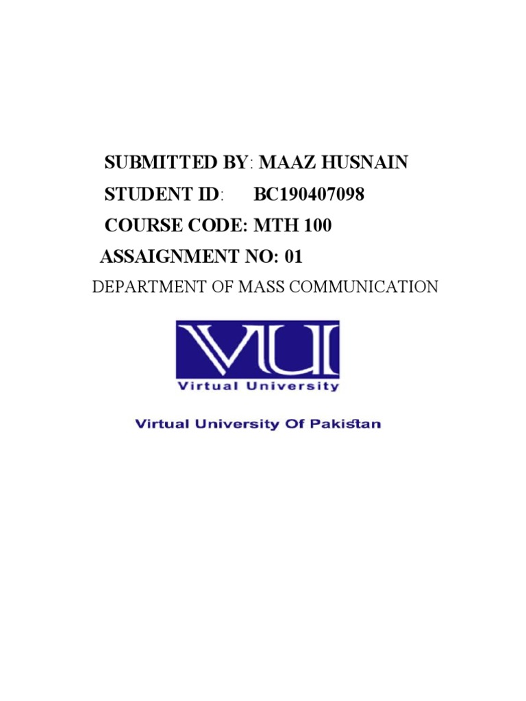 MTH 100 Assignment | PDF