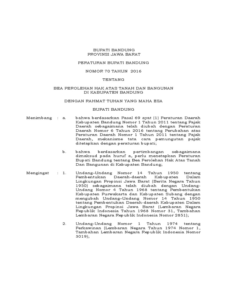 Perbup BPHTB | PDF | Hukum | Griya & Taman