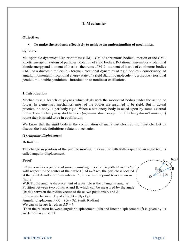 unit-1-mechanics | PDF