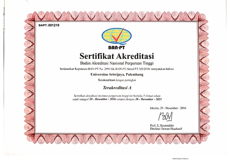 Akreditasi Unsri BAN-PT | PDF
