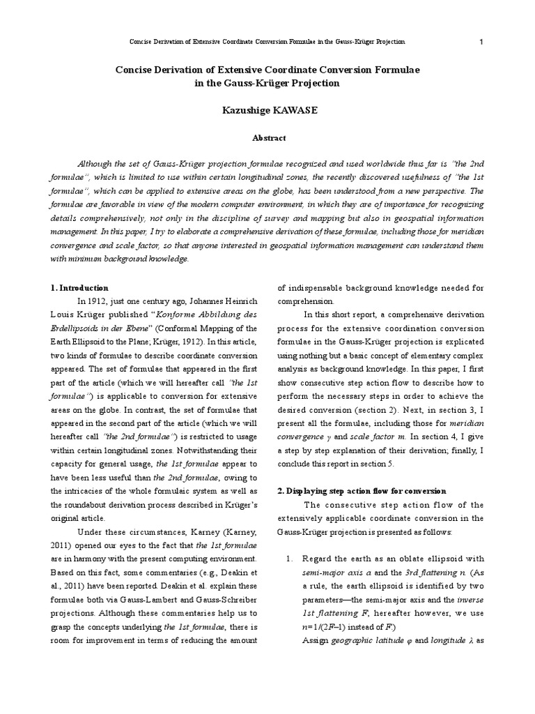 Gauss-Krüger Coordinate Conversion Guide | PDF | Latitude ...