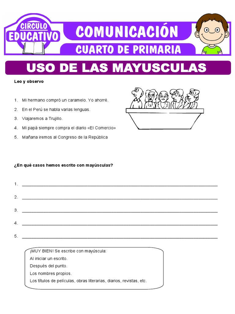 Uso De Mayusculas Actividades De Enseanza Cuaderno De Colección