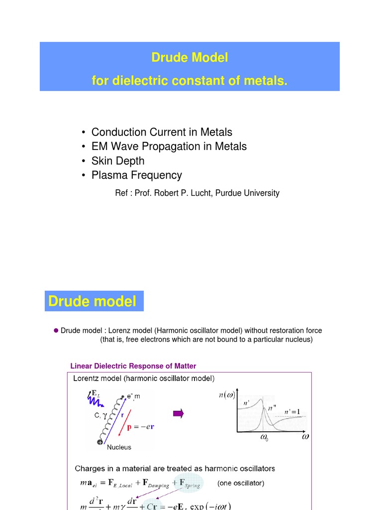 Drude Model For Dielectric Constant of Metals | PDF | Waves | Nature