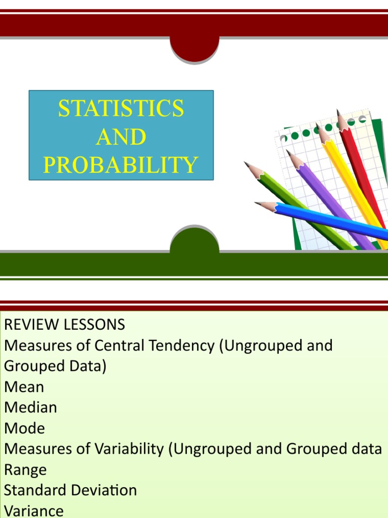 1-STATISTICS AND PROBABILITY For Senior Hi | PDF | Mean | Probability Distribution