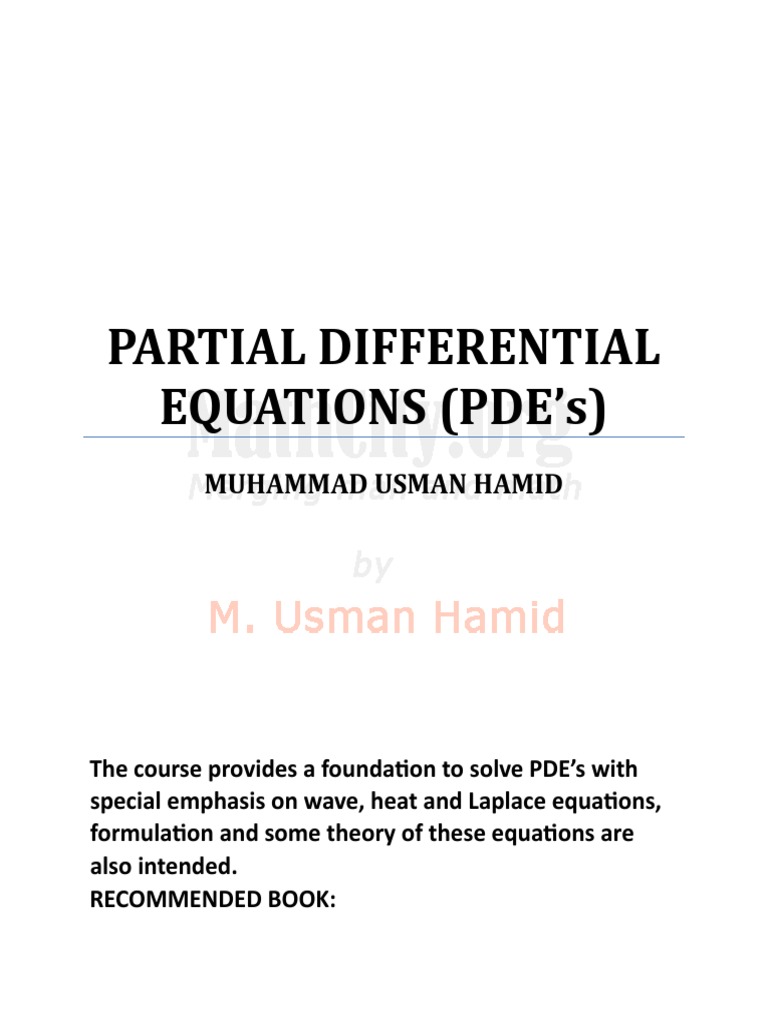 Partial Differential Equations (Pde'S) : Muhammad Usman Hamid | PDF | Differential Equations ...