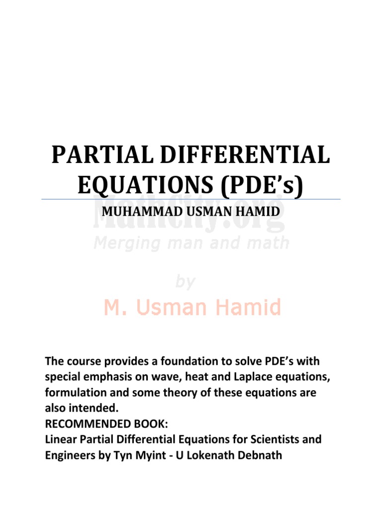 Partial Differential Equations M Usman Hamid | PDF | Partial Differential Equation ...
