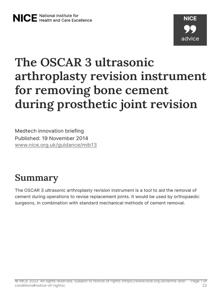 The Oscar3 Ultrasonic Arthroplasty Revision Instrument For Removing ...