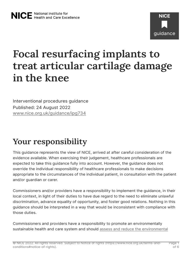 Focal Resurfacing Implants To Treat Articular Cartilage Damage in The ...