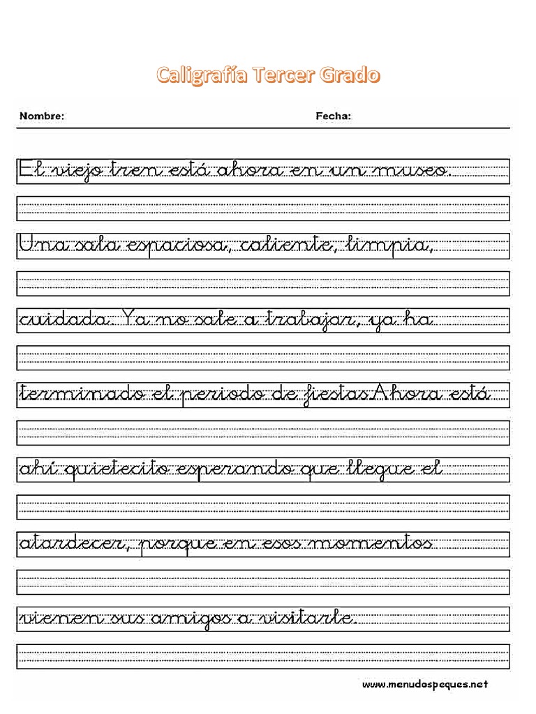 Tarea de Caligrafia Tercer Grado | PDF