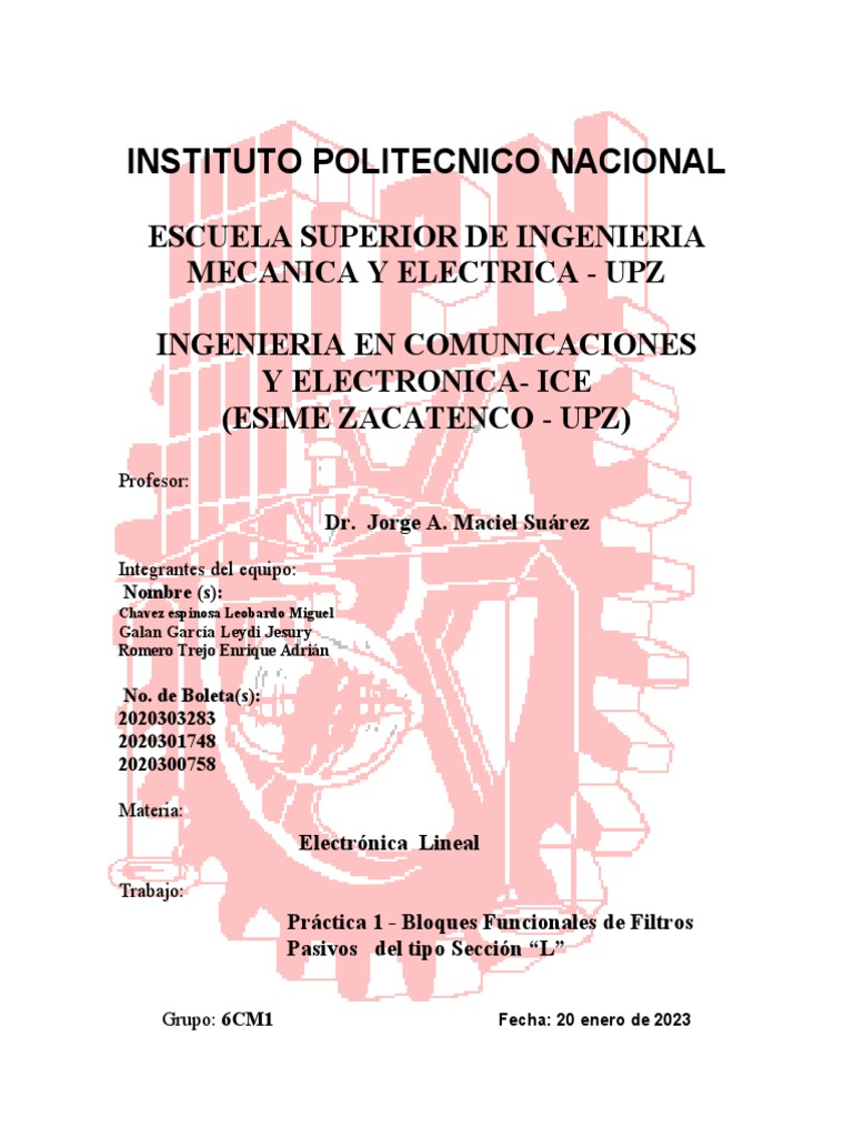 Practica 1 | PDF | Filtro electronico | Electrónica
