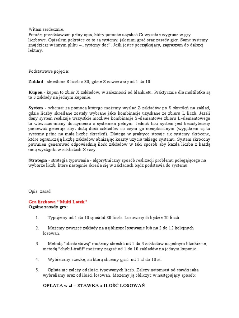 Lotto Systems | PDF