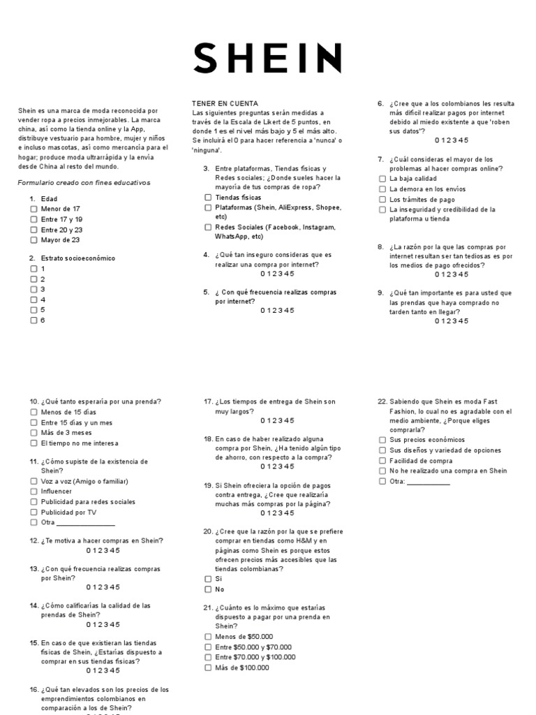 Preguntas SHEIN | PDF | Internet