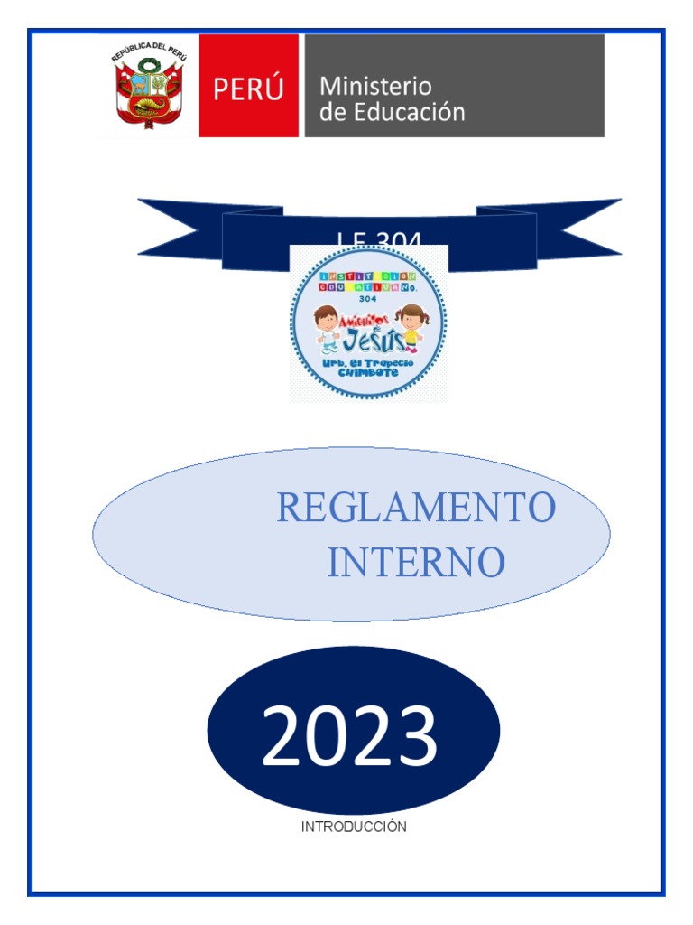 Reglamento Interno I.E 304 2023 | PDF | Evaluación | Maestros