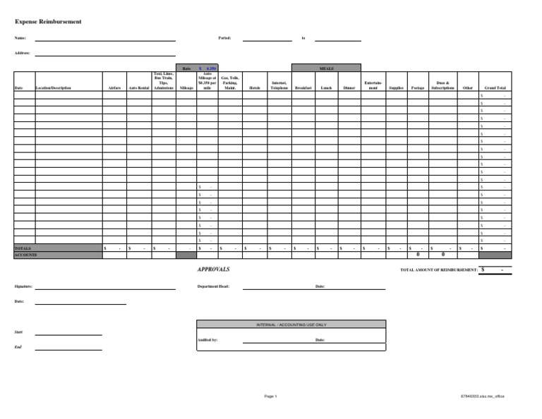 Expense Reimbursement Form Template | PDF | Business