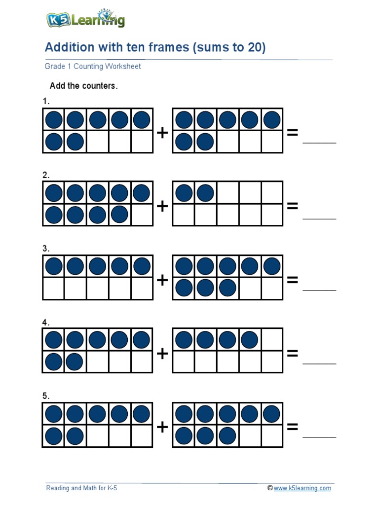 Grade 1 Adding With Ten Frames D | PDF