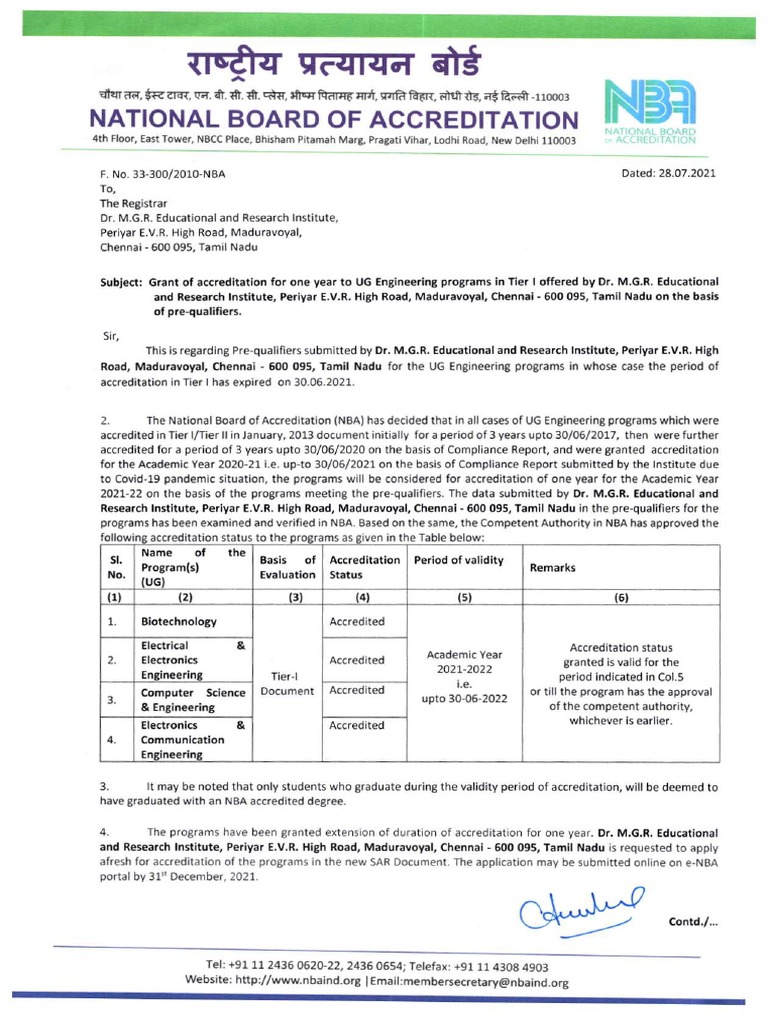 Nba-Cse, Eee, Ece & Bio Tech - 21-22 | PDF