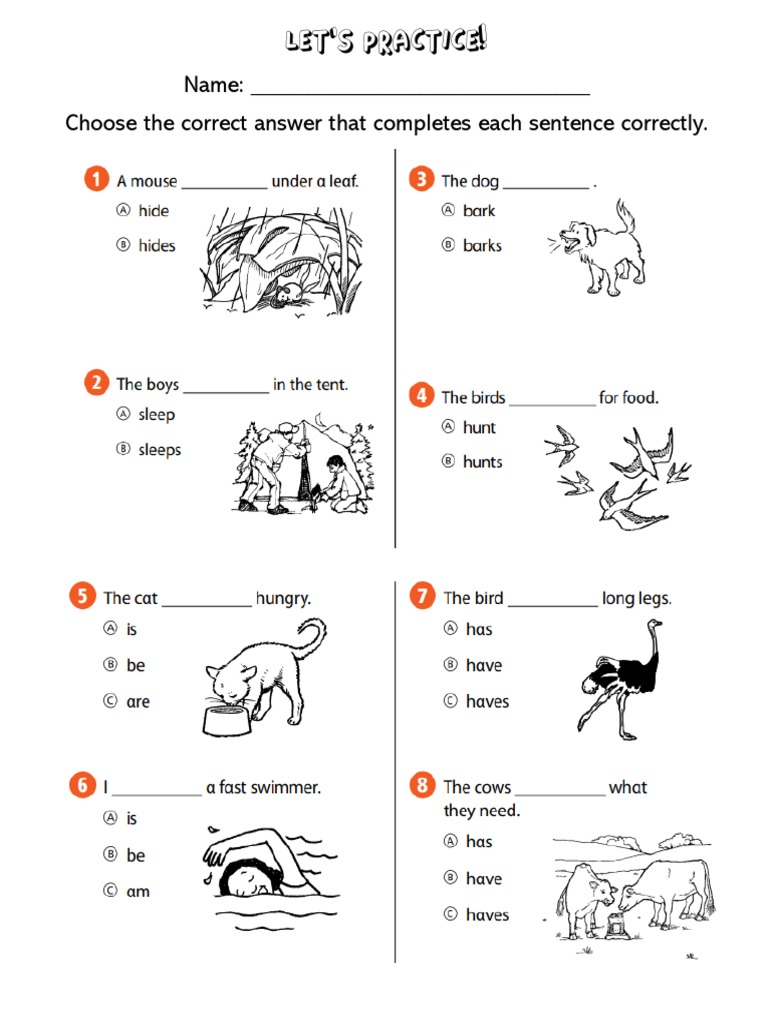 Practice Action Verbs | PDF