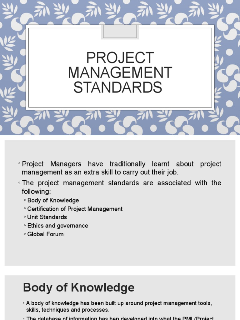 Project Management Standards Overview | PDF | Business