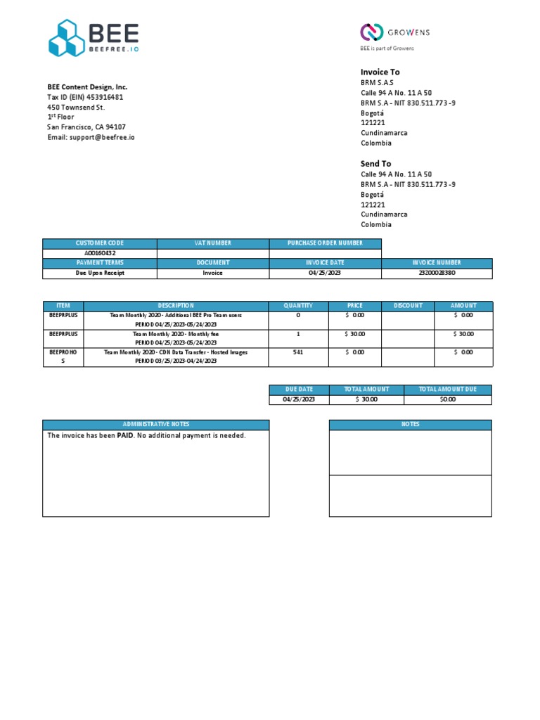 BEE Content Design, Inc.: Invoice To | PDF | Invoice | Receipt