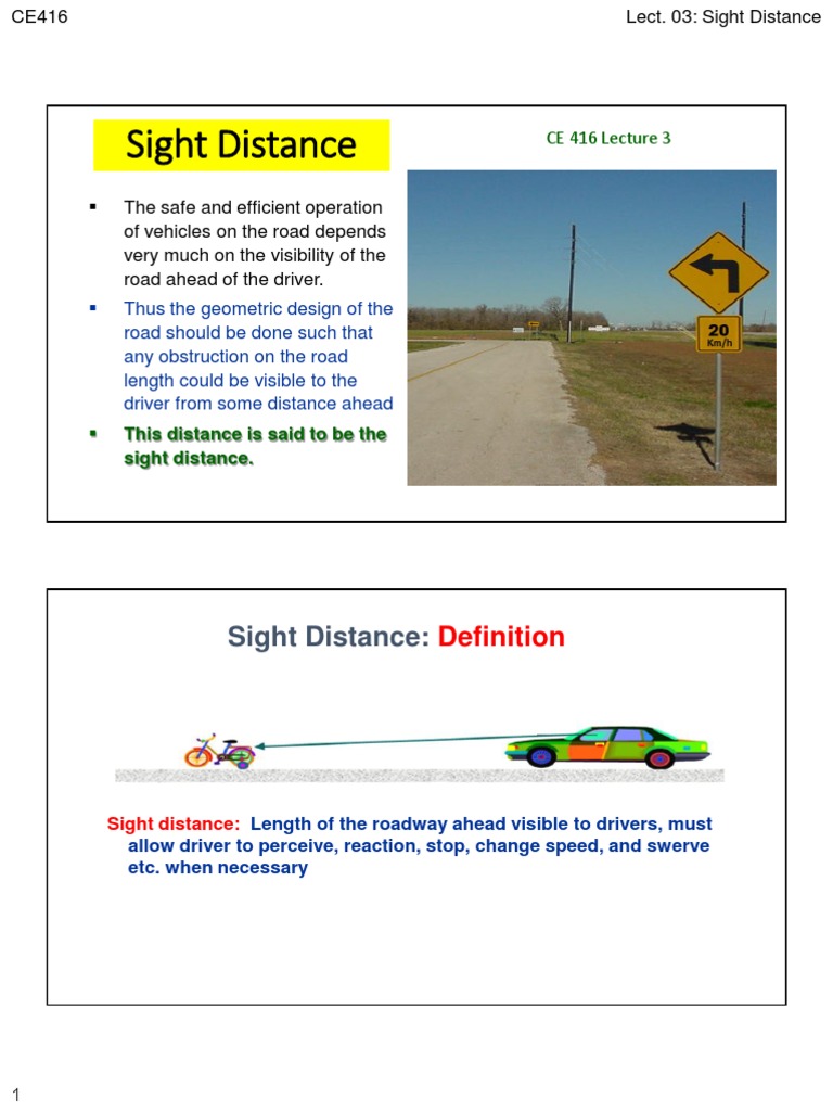 CE416 - 03-Sight Distance | PDF
