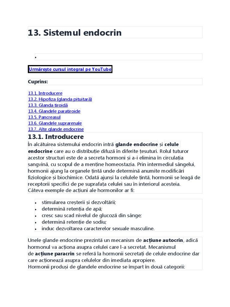 Sistemul Endocrin: 13.1. Introducere | PDF