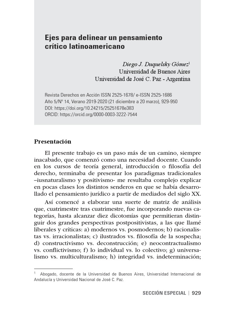 Ejes Pensamiento Crítico - Duquelsky REDEA | PDF | Jürgen Habermas | Pensamiento
