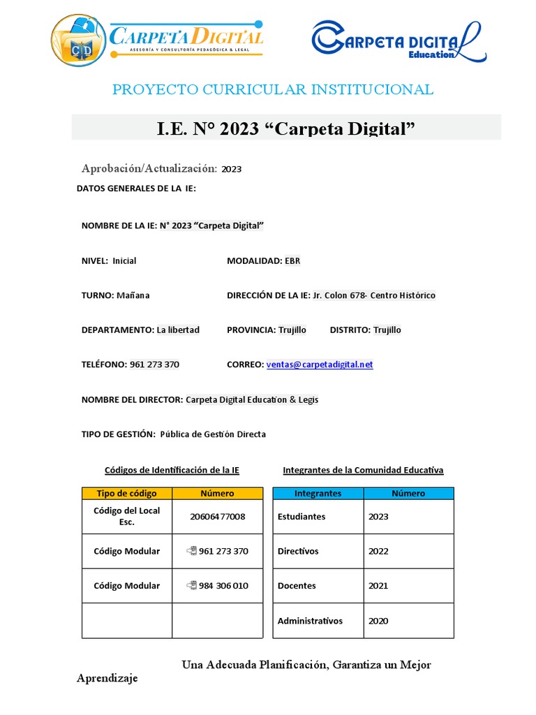 Pci - Inicial 2023 | PDF | Aprendizaje | Plan de estudios