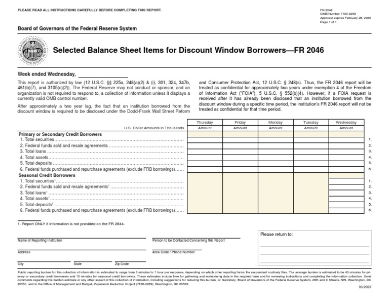 FR 2046 | PDF | Federal Reserve | Freedom Of Information Act (United ...