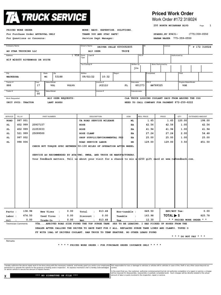 Ta 172 318024 Pricedworkorder | PDF