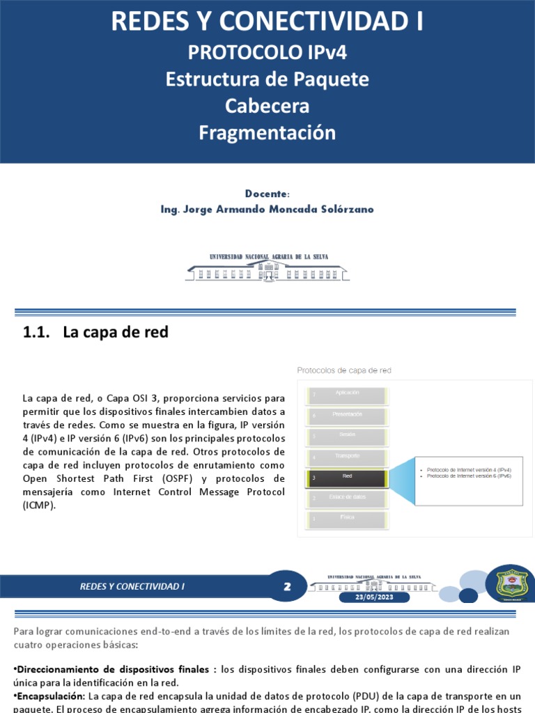 08. Protocolo IPv4 - Estructura de paquete - Fragmentación | PDF | Protocolos de internet ...