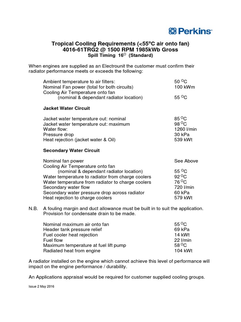 Cooling Requirements 4016TRG2 - 50C - 16 at 1500rpm Iss2 - 013122 | PDF ...