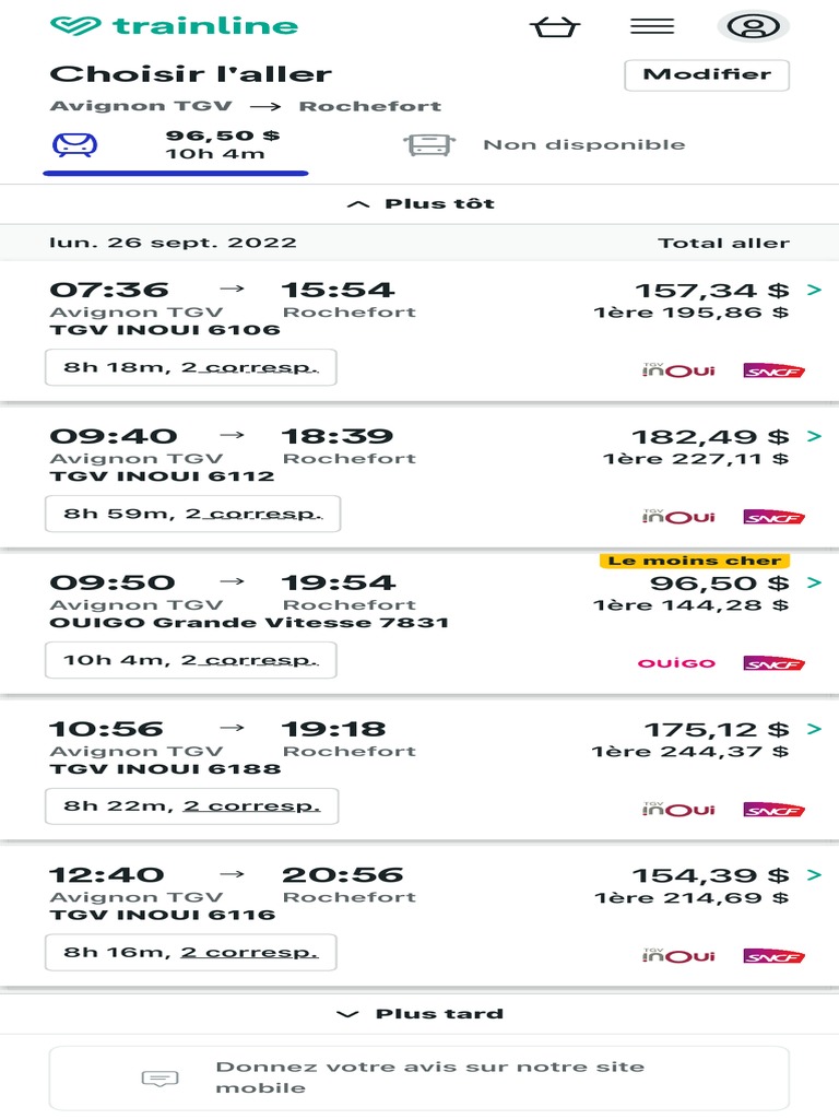 Options de Train Avignon-Rochefort | PDF