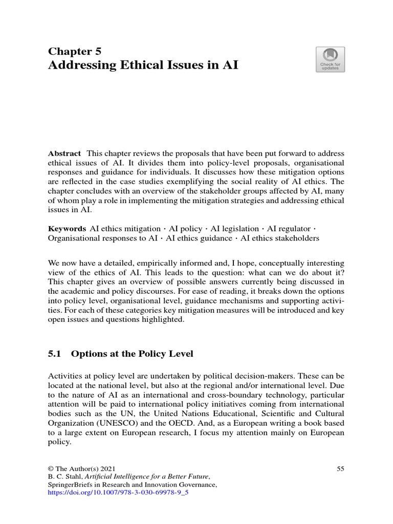 Addressing Ethical Issues in AI - Springer | PDF
