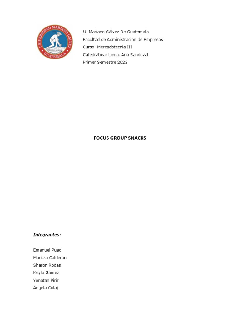 Focus Group Snacks | PDF