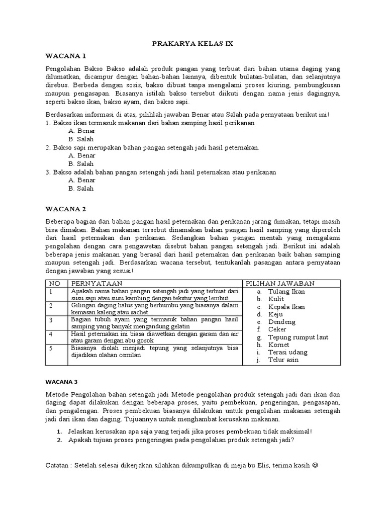 Prakarya Kelas Ix | PDF