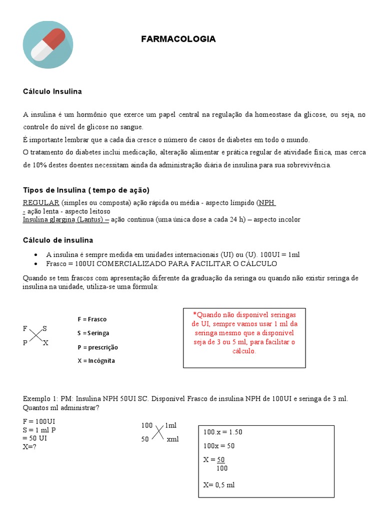 Cálculo Insulina | PDF | Diabetes | Especialidades médicas