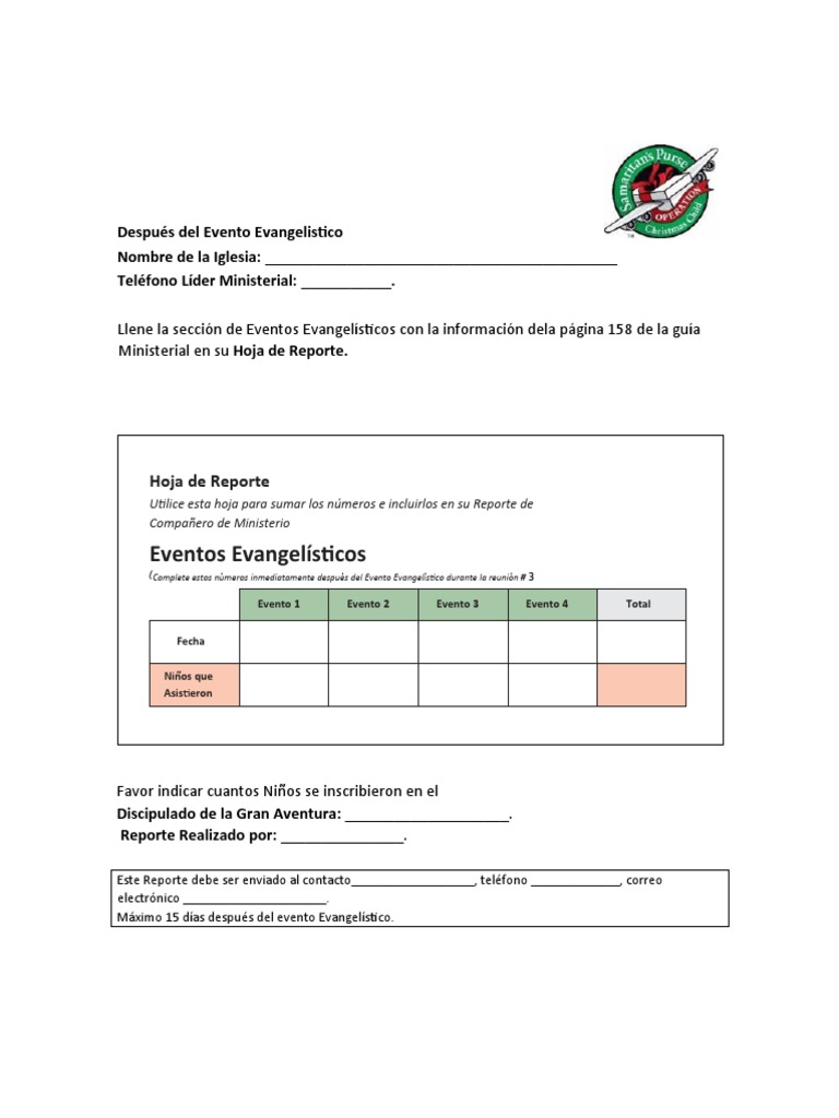 Reporte Después Del Evento Evang | PDF