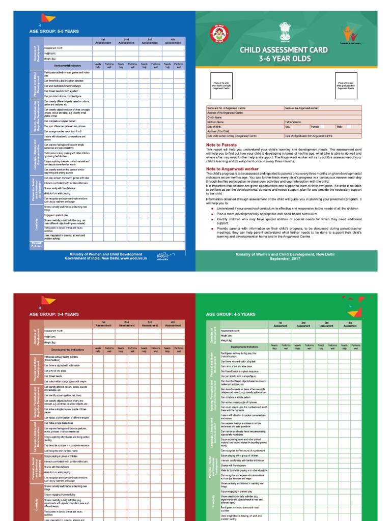 Child Assessment Card 3-6 Year Olds | PDF | Perception | Child Development