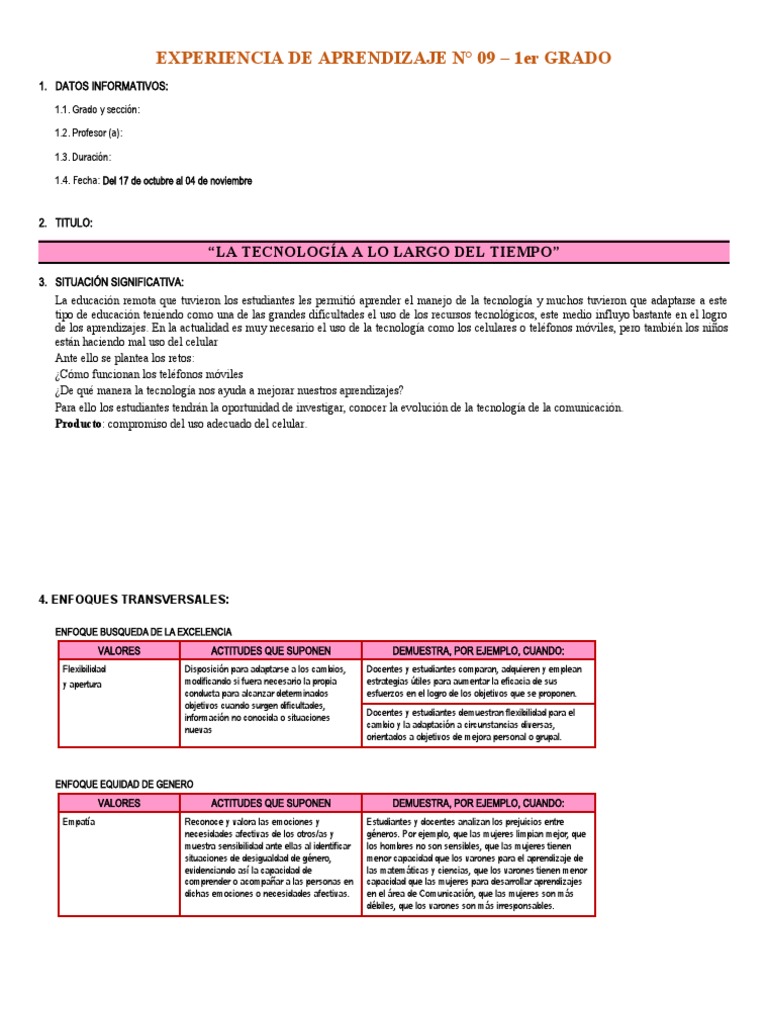 1° Grado - Experiencia de Aprendizaje N°09 | PDF | Geometría | Aprendizaje